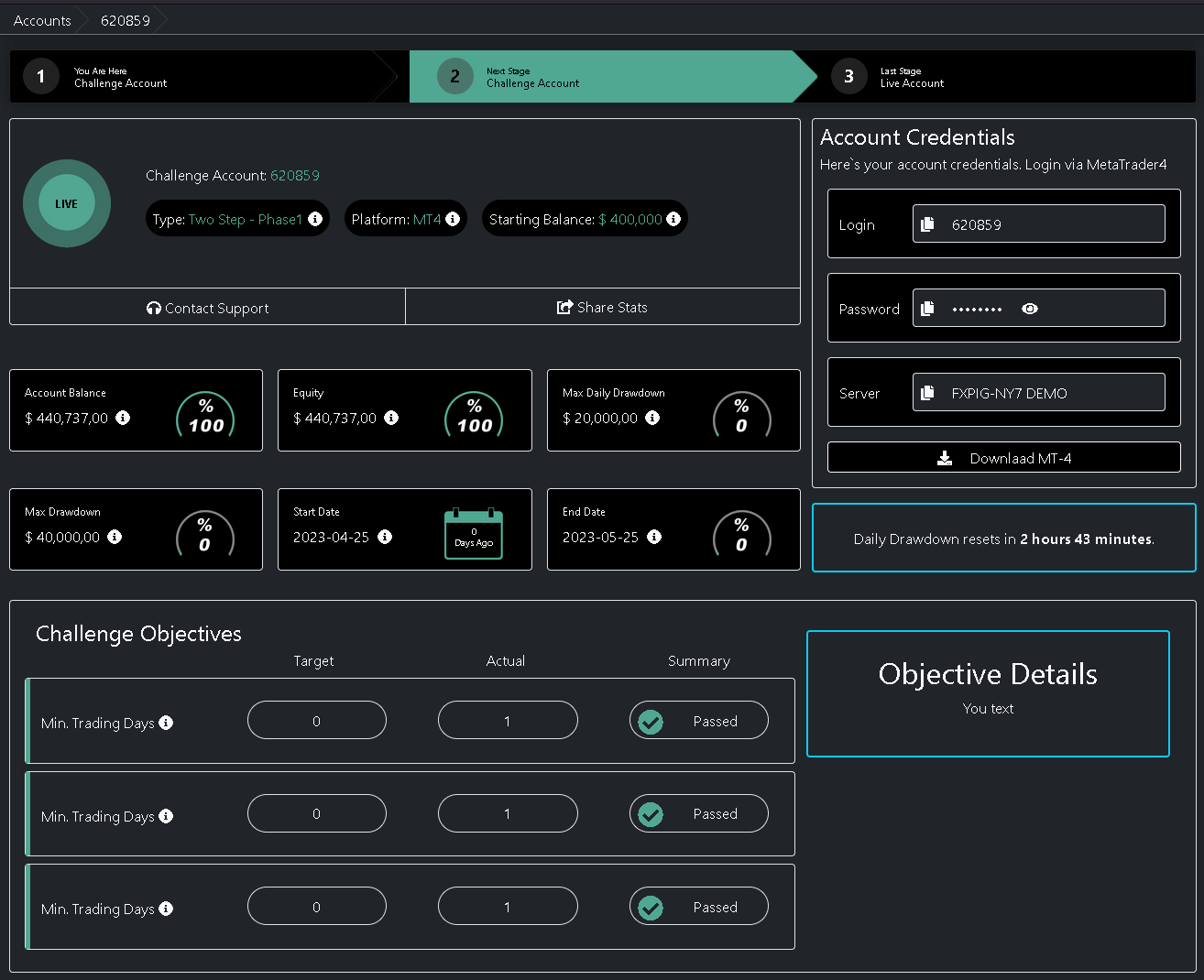 Funded Prop Trading Dashboard for Managers and Users